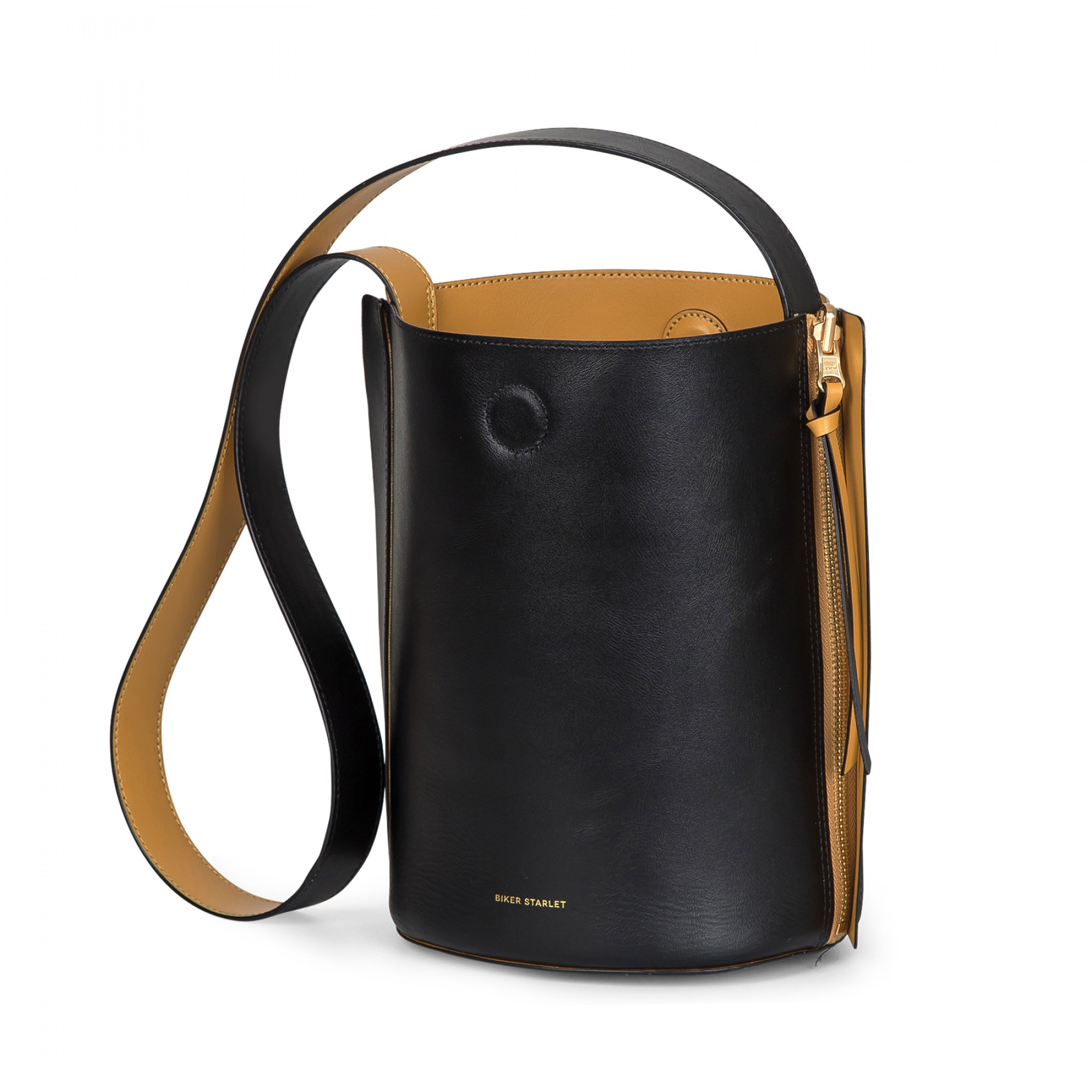 BIKER STARLET Reversible Bucket Bag Mustard/Black